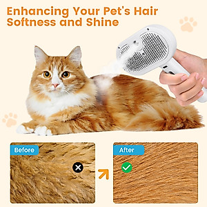 Cat Steam Brush, 3 in 1 Cat Brush for Shedding & Grooming, Water Brush for Cats Dogs, Pet Hair Removal Comb for Long Short Haired Small Animal, Self Cleaning Slicker Brush with Release Button