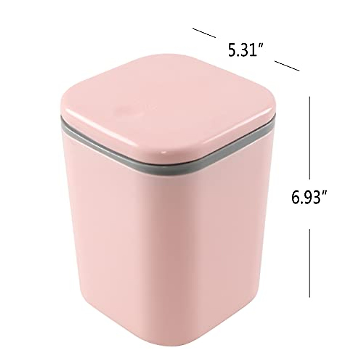 Xowine 0.5 Gallon Plastic Tiny Push-Button Trash Can, Desktop Mini Waste Can, Pink