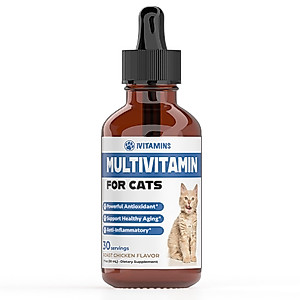 Cat Multivitamin - Supports Immune Health, Skin, Coat, Heart Health & More - Cat Vitamins - Cat Supplements & Vitamins - Cat Vitamins for Indoor Cats - Kitten Vitamins - Cat Immune Support - (1)