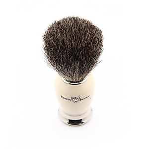 Edwin Jagger S81M587AMZ Imitation Ivory & Nickel Classic Shaving Set with Pure Badger Shaving Brush and Mach 3 Razor for Shaving Cream or Soap for Men