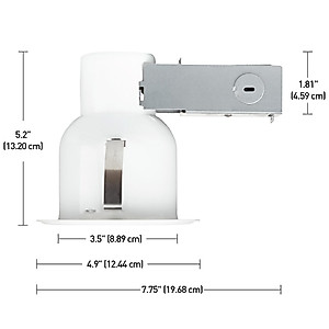 Globe Electric 90958 4" Rust Proof Indoor/Outdoor Ridged Baffle Round Trim Recessed Lighting Kit 4-Pack, White, Easy Install Push-N-Click Clips, 3.88" Hole Size, Ceiling Light, Porch Light