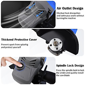 21V Brushless Cordless Angle Grinder Tool 10000 RPM, 4-1/2 Inch Hand Held Electric Grinder with 6.0Ah Battery & Charger, 1 30T Wood Saw Blade, 3 Grinding Cutting Wheels, 1 Flap Discs, 2 Sanding Paper