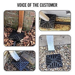 UNI-DRAIN Catch Basin Downspout Extender, Gutter Downspout with Flexible Pipe, No Deep Dig Low Profile Catch Basin 10"×10" Protect House Foundation