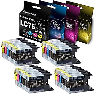 EASYPRINT (12BK/4C/4M/4Y) Compatible LC75 Ink Cartridge Replacement for Brother LC-75 LC71 LC79 MFC-J6910CDW/J6710CDW/J5910CDW/J825N/ DCP-J525N/J540N/J740N Printer (24 Pack)
