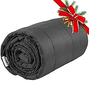 LANGRIA Weighted Blanket 60” × 80” | 15 lbs | Heavy Blanket for Adults and Kids | 100% Breathable Cotton and Lead-Free Glass Beads | Premium Heavy Sleeping Blanket for Bed Sofa (Queen Size, Gray)