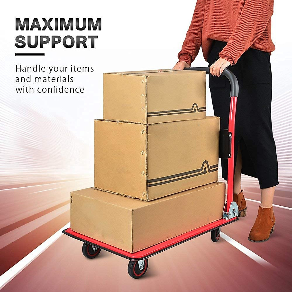 Wellmax 330lb Platform Cart Yellow and Red