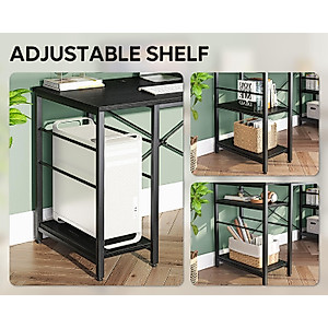 Bestier 95.2” L Shaped Desk, Reversible Corner Computer Desk or 2 Person Long Table with Adjustable Shelves, Large Writing Study Workstation with 3 Cable Holes - Black