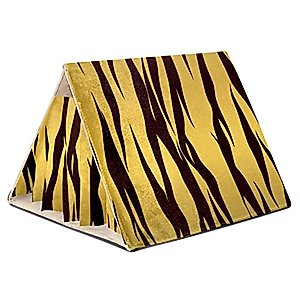 Y-DSIWX Guinea Pig Hideout Cozy Hamster House Cave for Bunny Chinchilla Hedgehog Small Animal Brown Tiger Print