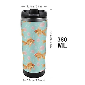 Bubblegum Fish Travel Coffee Mug Reusable Insulated Drinking Cup with Lid for Home Outdoor Works 13 Oz