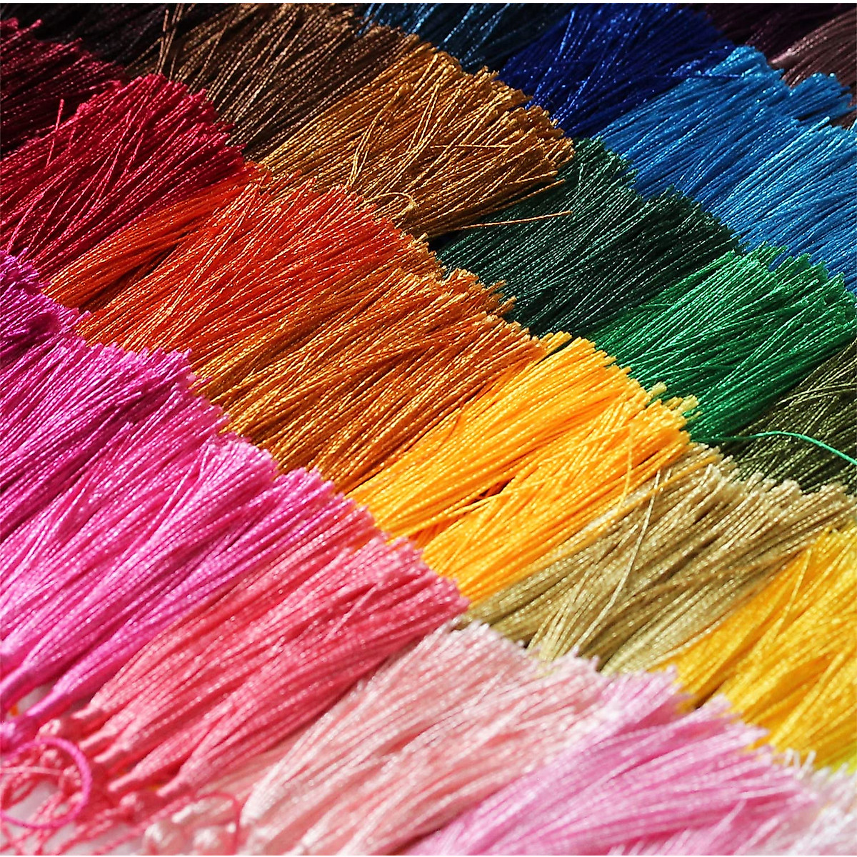 200 Pieces Bookmark Tassels, BetterJonny Handmade Silky Floss Soft Craft Mini Tassels Small Tassels with Loops for Bookmarks DIY Crafts Jewelry Making, 40 Colors