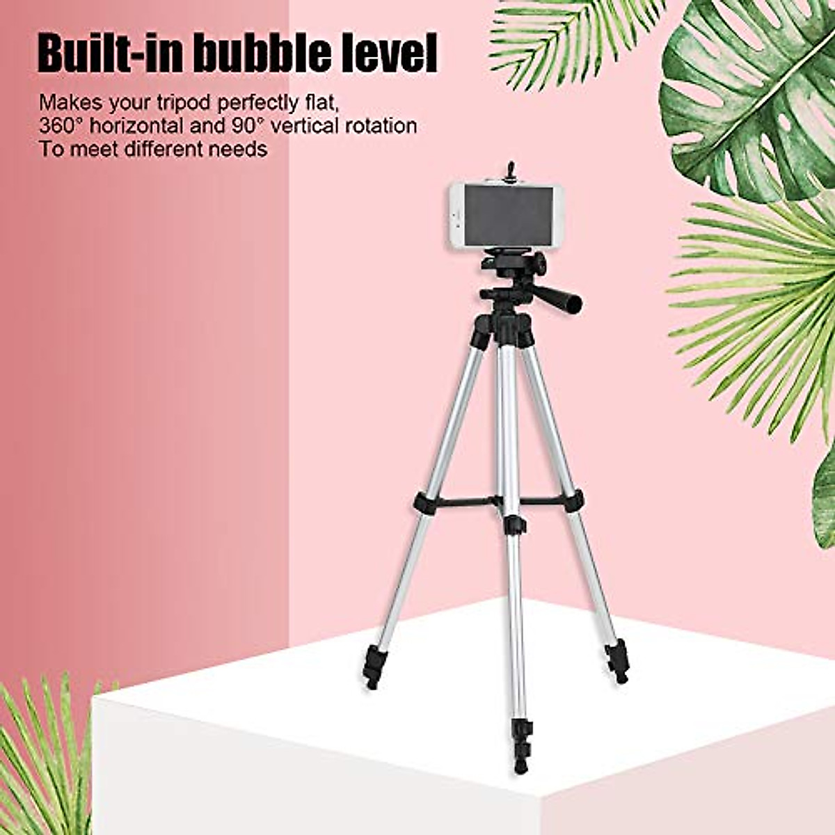 Selfie Tripod Stand, Aluminium Alloy Selfie Stick Portable 1/4 Inch Screw Multifunction Phone Stand Live Steming Tripod for Recording Travel Selfie Stick