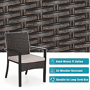 MFSTUDIO Patio Dining Chairs Set of 2,Outdoor Rattan Wicker Chairs with Removable Cushion for Garden,Porch,Balcony