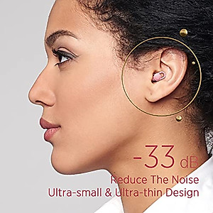 Silicone Reusable Soft Comfortable Earplugs for Noise Reduction, Sleeping,Noise Sensitivity & Flights -16 Ear Tips in XS/S/M/L, with 2 Travel Boxes - 33dB Noise Cancelling(Pink)