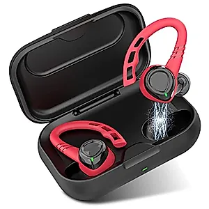 Wireless Earbud, Bluetooth Headphones 5.1 Sport Unique Earhooks, Wireless Earphones in Ear Noise Cancelling Mic Stereo Bass, 35H Playtime IP7 Waterproof Headset for Workout Running Gym Android iOS