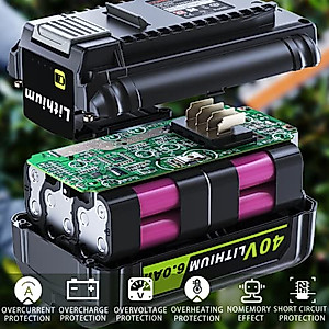 Replace for Ryobi 40V Battery 6.0Ah, for Ryobi 40V Battery OP4060, Replace for Ryobi OP4040 40v Battery OP4060 OP4050 OP4040 OP4015 OP4026 OP4030, Fit All Ryobi 40V HP Series Tools