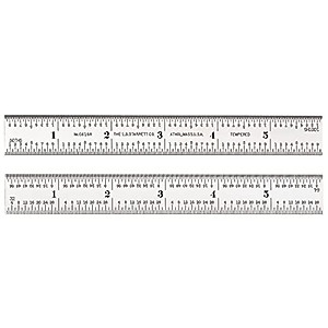 Starrett Spring Tempered Steel Rules with Satin Chrome Finish, Quick Reading and Inch Graduations - 6" Length, 16R Graduation Type, 3/64" Thickness - C616R-6