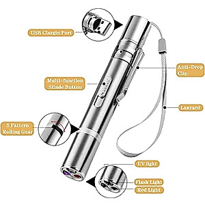 Cyahvtl Laser Pointer, Cat Toys for Indoor Cats, Kitten Dog Laser Pen Toy, Red Dot LED Light Pointer Interactive Toys for Indoor Cats Dogs, USB Charging, 5 Switchable Patterns