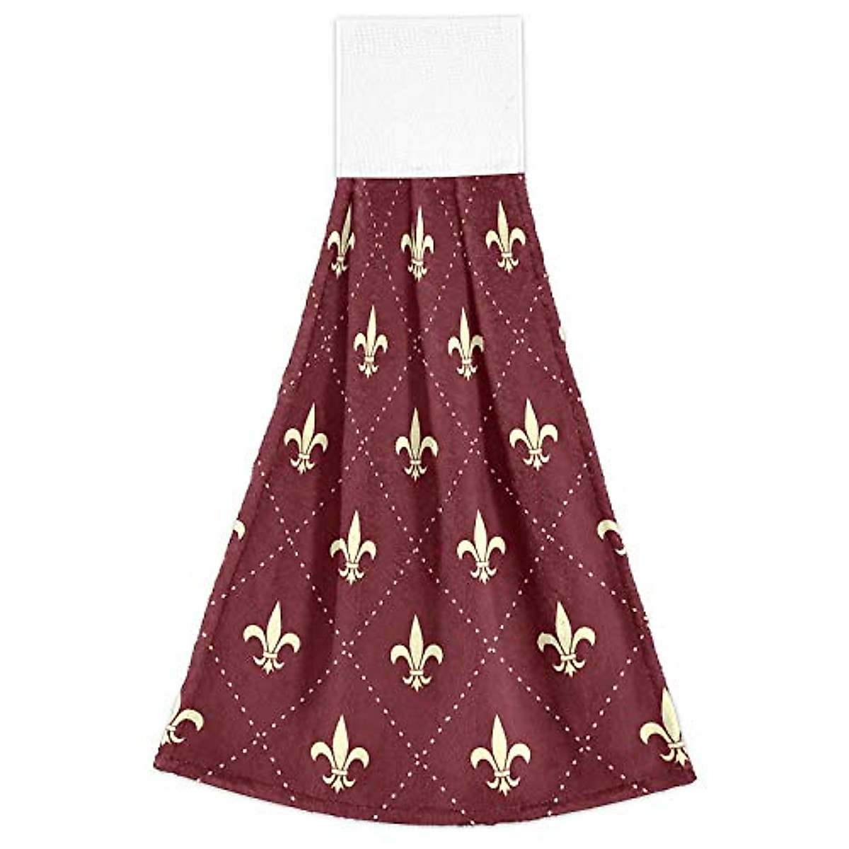 2pcs Red Buffelo Plaid Hanging Kitchen Towel Mardi Gras Flowers Soft Coral Velvet Hand Towels Loop Dish Towel for Bathroom Washcloth Absorbent Tie Towel