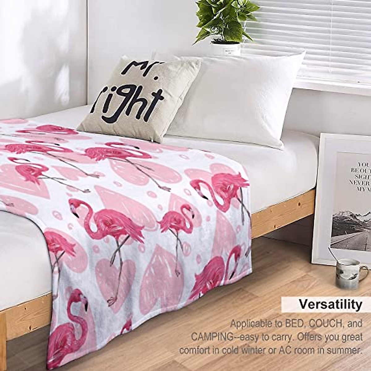 Flamingo Blanket Gifts, 40"x50" Cute Throw Blanket for Girls Women, Soft Warm Cozy Plush Flannel Blankets for Sofa Bed Couch
