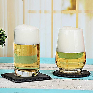 Slate Drink Coasters Set of 10-4" x 4" Drink Coasters Handmade Coasters for Bar and Home, Black