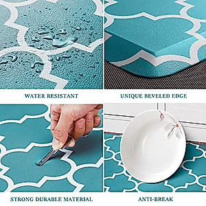 WISELIFE Kitchen Mat Cushioned Anti-Fatigue Kitchen Rug,17.3"x 60",Non Slip Waterproof Kitchen Mats and Rugs Heavy Duty PVC Ergonomic Comfort Mat for Kitchen, Floor Home, Office, Sink, Laundry, Green