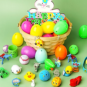 JOYIN 60Pcs Easter Eggs with Toys Inside, Prefilled Easter Eggs Stickers with Assorted Toys for Kids Boys Girls,Easter Party Favors Easter Eggs Hunt, Basket Stuffers Filler, Classroom Exchange