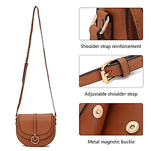 forestfish Women Crossbody Bag Saddle Bag Shoulder Bag Purse Handbag for Women Girls, Brown