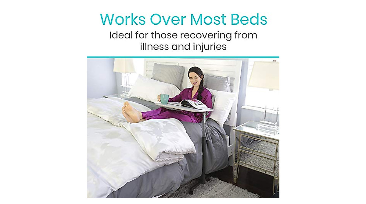 Vive Compact Overbed Table - Adjustable & Mobile