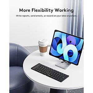Samsers Foldable Bluetooth Keyboard - Portable Wireless Keyboard with Stand Holder, Rechargeable Full Size Ultra Slim Keyboard Compatible IOS Android Windows Smartphone Tablet and Laptop-Black