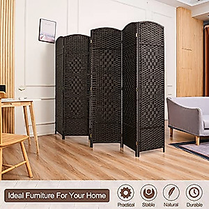 Lazyland Divider Folding Privacy Screen with Diamond Double-Weave Room dividers and Freestanding Room Dividers Privacy Screens for Indoor and Outdoor (6, Coffee)