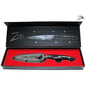 Zelite Infinity Japanese Paring Knife 4.25 Inch, Paring Knives, Small Knife, Pairing Knife Kitchen, Fruit Knife - Japanese AUS-10 Super Steel 45-Layer Damascus Knife - Deeper Blade - Leather Sheath