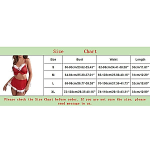 Plus Size Lingerie Set for Women Christmas Santa Fluffy Furry 2 Piece Lingerie Set for Women Sexy Deep V Lace Bra and Skirt Lingerie for Women Naughty Cosplay Costume Women's Exotic Lingerie Sets