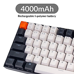 Keychron K2 75% Layout 84 Keys Hot-swappable Bluetooth Wireless/USB Wired Mechanical Keyboard for Mac with Gateron G Pro Blue Switch/Double-Shot Keycaps/White LED Backlit for Windows Version 2