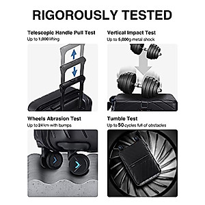 BAGSMART Carry On Luggage 22x14x9 Airline Approved, 1OO% PC Lightweight Carry On Hardside Suitcase, 20 Inch Hard Shell Luggage with Spinner Wheels, Waterproof Rolling Suitcase for Men and Women, Black