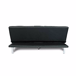 ERYE Modern Futon Loveseat Convertible Sleeper Bed for Living Room Apartment Small Space Furniture Sets with 2 Cup Holders Metal Legs,Removable Soft Pillow-Top Armrest, Sofa & Couch, Dark Grey