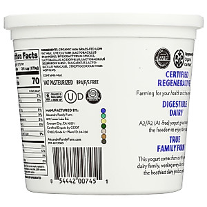 ALEXANDRE FAMILY FARMS Organic Plain A2 Low Fat Yogurt, 24 OZ