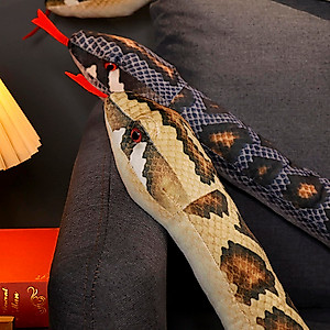 Giant Snake Stuffed Animal, 170cm/67in Long Large Realistic Python Boa Constrictor Cute Snake Plush Doll Soft Cuddly Plushie Hugger Toy Christmas Birthday Gift for Kids Lifelike Halloween Prank Toy