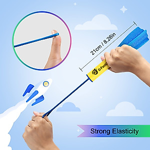 D-FantiX Slingshot Finger Rockets Toys for Kids, 6 Pack LED Foam Rocket Launcher Toys, Flying Light Up to 100 Feet, Bulk Outdoor Activities Party Favor Toy Easter Basket Stuffers for Boys Girls Age 3+