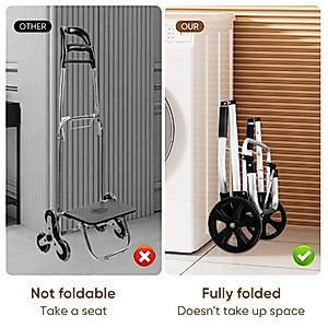 2-in-1 Foldable Utility Cart,Bumkimue Portable Grocery Shopping Cart with Wheels, Removable Waterproof Bag, Collapsible Lightweight Large Capacity Hand Truck for Supermarket,Grey, Gray