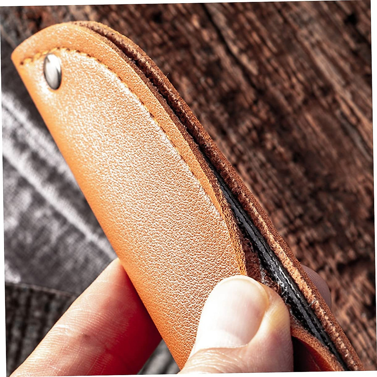 Zerodeko Glamping Accessories 4 Pcs Leather Sashimi Case Butcher Sleeve Chef Guard Blade Shield Shop Knives Long Guards Leather Sheath Cutter Cover for Restaurant Luxury Tool Pruner