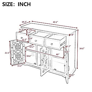 Quarte Farmhouse 35.4" Storage Cabinet with 3 Doors and 3 Drawers,Solid Wood Sideboard Table with Interior Shelf,for Entryway,Kitchen and Dining Room (White#h)