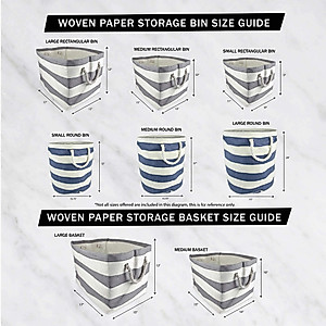 DII Woven Paper Storage Bin, Metallic Lurex, Nautical Blue, Medium Round