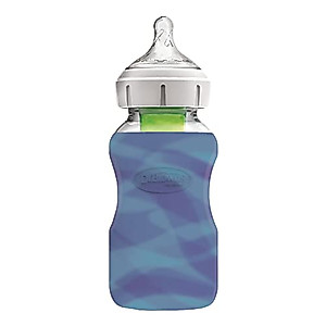 Dr. Brown’s Natural Flow Options+ Glass Baby Bottle Sleeves, 100% Silicone, 9 oz, Wide-Neck, Glow in the Dark