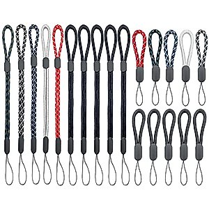 20 Pcs Hand Wrist Strap Lanyard and Small Finger Lanyard Strap, 2 Types Adjustable Colorful Nylon Hand Wrist Straps and Finger Strap for Mobile Phone Camera Keys USB Flash Drives Keychain Wallet Badge