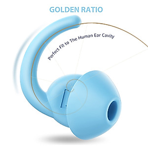 Silicone Ear Plugs for Sleeping - BUENSUENO 2 Pairs Reusable Washable Earplugs for Sleep, Work，Swimming, for Noise Cancelling, Sound Blocking Sleeping, Concert (Light Blue Star)…