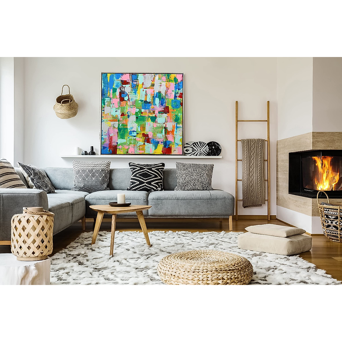 Framed wall art Hand Painted Abstract Oil Painting Wall Art Modern Wall Decor for living room, bedroom, kitchen, hallway, office, dining room, bar