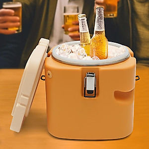 Bulelula 10QT Insulated Soup Container Commercial Food Warmer for Hot&Cold Food, 2.5 Gallon Hot Box for Catering, Food Cooler Soup Carrier for Restaurant, Canteen, Home 6H Insulation Time (Yellow)