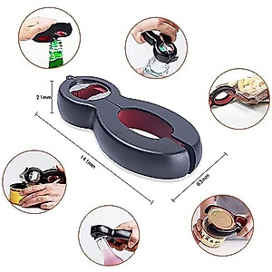 Can Opener for Seniors with Arthritis Helping Hand Jar Opener for Weak Hands Easy Opener with Silicone Jar Opener Gripper Adjustable Multiple Opener 6 in 1 Bottle Opener Jar Lid Jar Opener