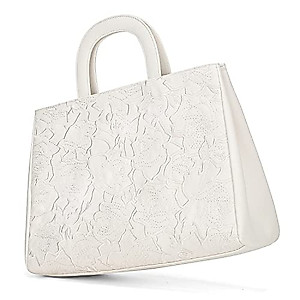 BE SMART Tote Handbag for Women, Elegant PU Tote Bag with Exquisite Embroidery Design, Trendy Clutch Purse for Work Commute Travel