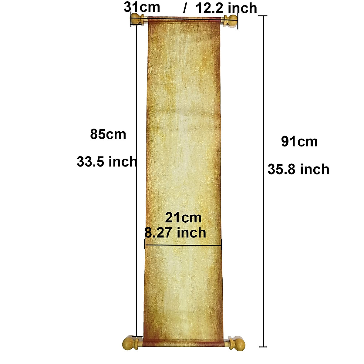 MiraShine Blank Scroll Paper with Wood Rods 8.25 X 36 Inch for Writing, Weding vows, Invitation, Props, Cosplay, Renaissance Festivals, Naughty or Nice List
